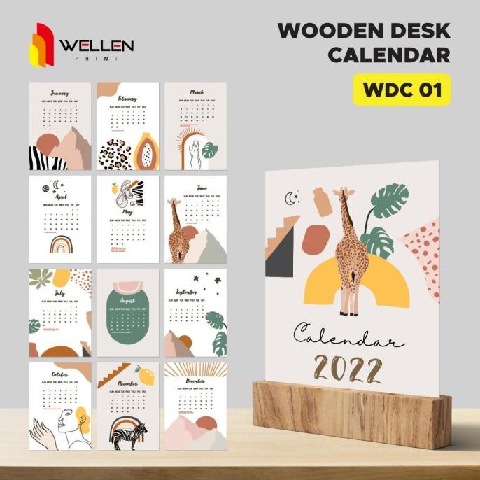 Jual Kalender Meja Tatakan Kayu Unik / Cute Wooden Table Desk Calendar ...