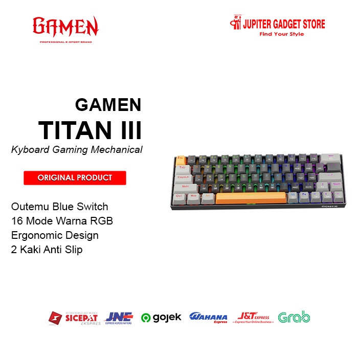 Jual Gamen Titan III Mechanical Switch Blue Gaming Keyboard Wired RGB ...