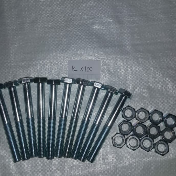 Jual Mur baut 12 x 100 / Bmp m12 x 100 galvanish / Bmp m12 x 100 murah | Shopee Indonesia