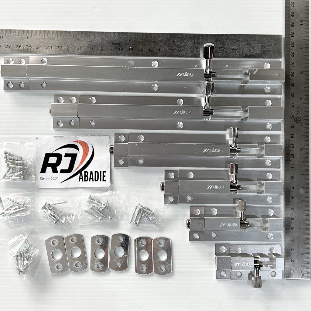 Jual Grendel Slot Pintu Aluminium Tebal Kotak Hitam MULLER 10 Inch 25 ...