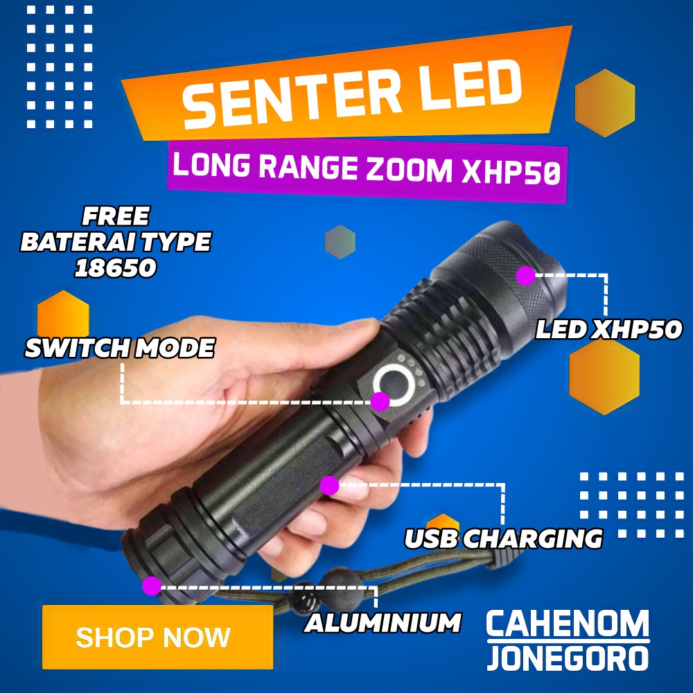 Jual Senter LED XHP50 Super Terang | Shopee Indonesia