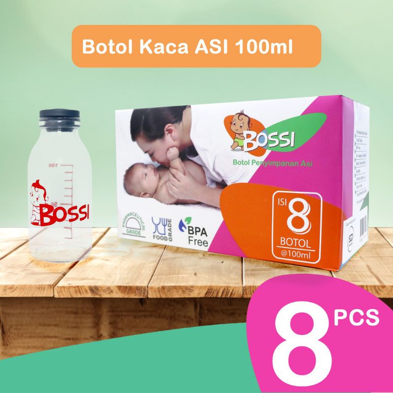 Jual Botol Asi Kaca 100 ml 1 Box isi 8 Botol -BOSSI | Shopee Indonesia