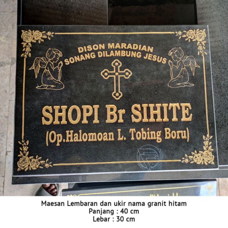 Jual Maesan lembaran dan ukir nama batu granit hitam 40x30 | Shopee Indonesia