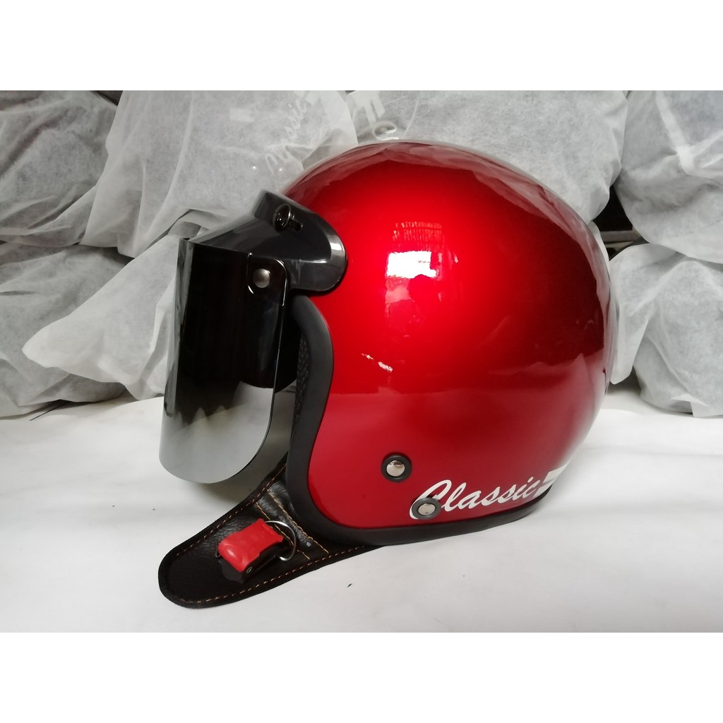 Jual HELM BOGO CLASSIC DEWASA WARNA MERAH DATAR SILVER | Shopee Indonesia