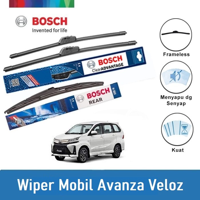 Jual Bosch Sepasang Wiper Depan dan Belakang Frameless Clear Advantage Avanza Veloz 22 - 16 Inci ...