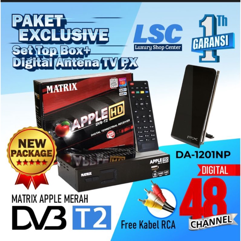 Jual set top box apple matrix + antena TV digital indoor PX DA 1201 NP ...