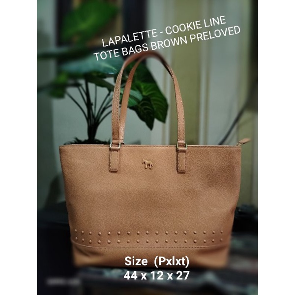 Jual LAPALETTE - COOKIE LINE TOTE BAGS BROWN PRILOP (NO POUCH LIKE NEW ...