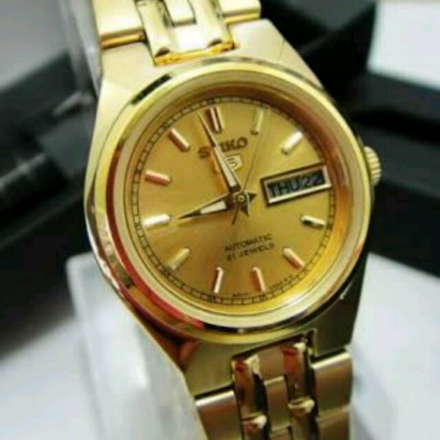 Jual SEIKO 5 Automatic SYMA04K1 Ladies Gold ORIGINAL | Shopee Indonesia