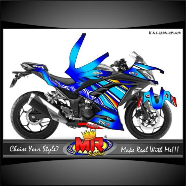 Jual Decal Premium Ninja 250R Fi biru Stiker Sticker Ninja 250 R 02 ...