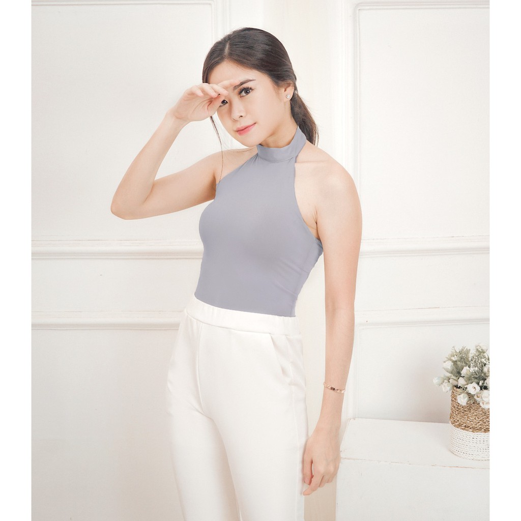 Jual Modavie Ava Halter Top Tanktop Korea Turtle Neck Korean Tank Top
