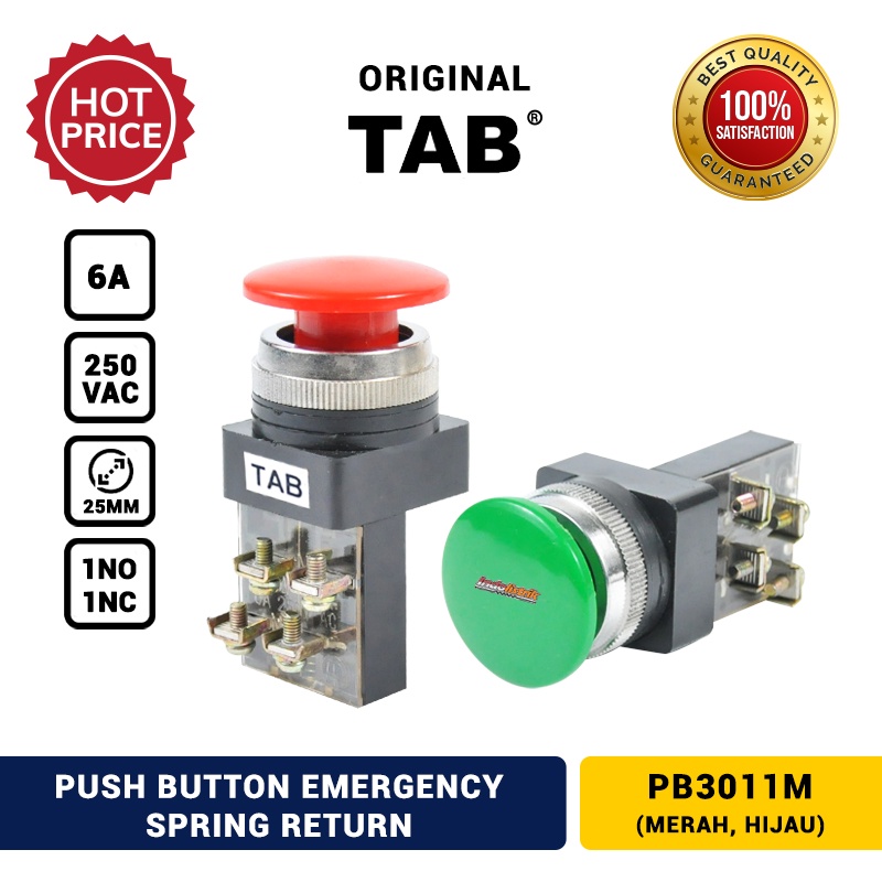 Jual Emergency Push Button Spring Return TAB PB3011M - Merah | Shopee ...