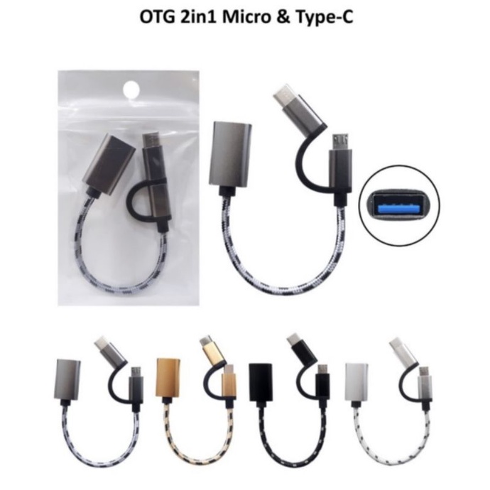 Jual Kabel OTG 2 in 1 Type C dan Usb Micro Besi Fast Speed multifungsi ...