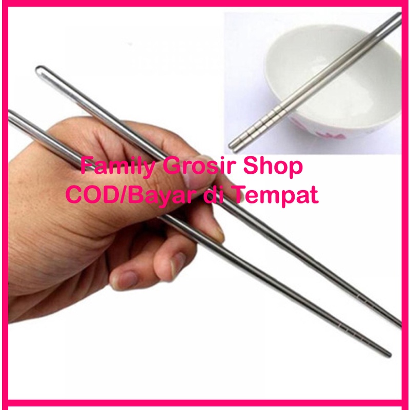 Jual Sepasang Sumpit Makan Korea bahan Stainless Steel Alat Makan ...