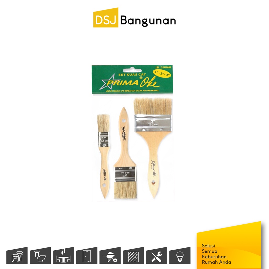 Jual Prima Oke Kuas Cat Set 3 pcs | Shopee Indonesia