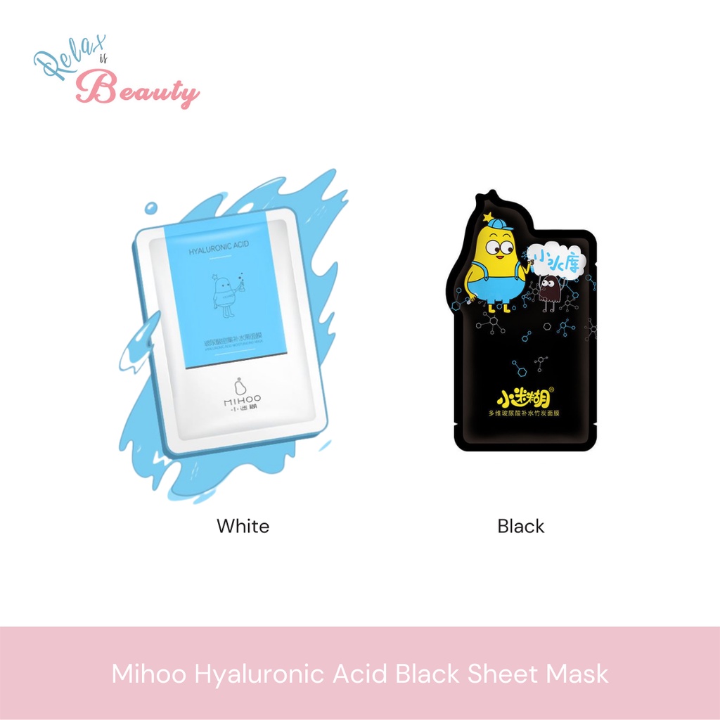 Jual MIHOO Hyaluronic Acid Black Sheet Mask Masker Wajah | Shopee Indonesia