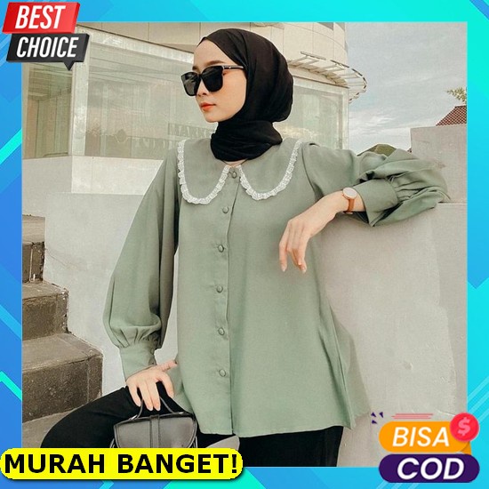 Jual Blouse Wanita Remaja Korea Import Murah Lengan Pendek Blus Muslim Kekinian Terbaru 2020 Cod ...