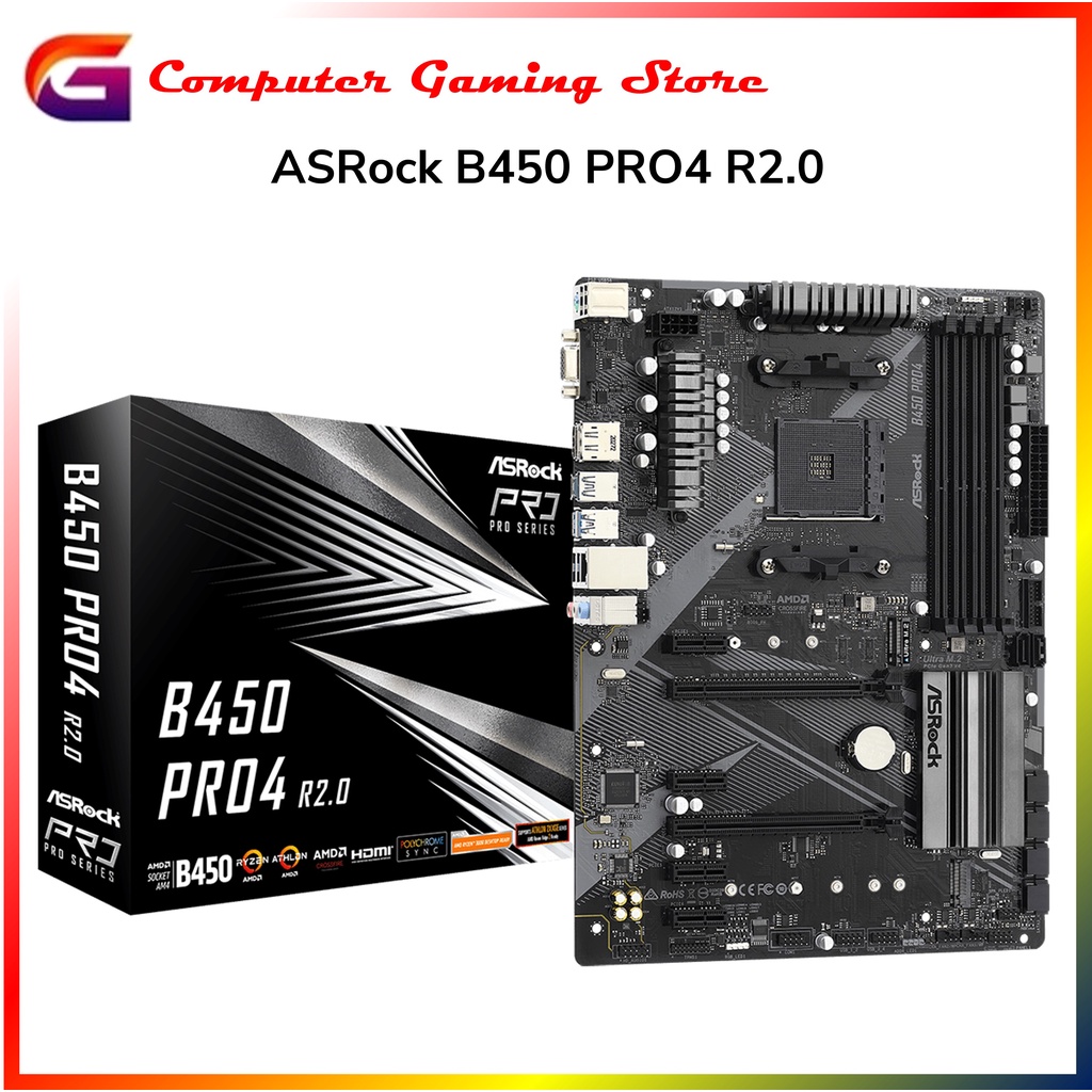 Jual ASROCK B450 PRO4 R2.0 - Motherboard AMD AM4 | Shopee Indonesia