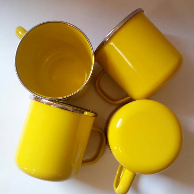 Jual Gelas enamel tebal warna kuning 9cm | Shopee Indonesia