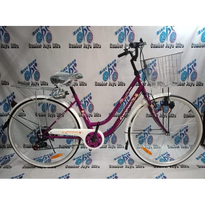 Jual SEPEDA CITY BIKE 26 INCH EVERGREEN SAKURA 7SPEED | Shopee Indonesia
