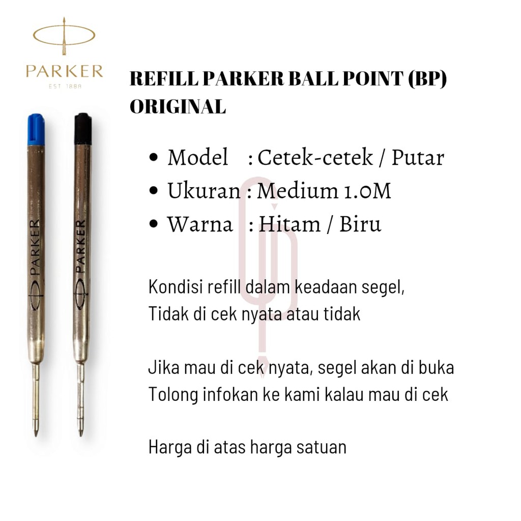 Jual Isi Pulpen Parker / Refill Parker BallPoint BP | Shopee Indonesia