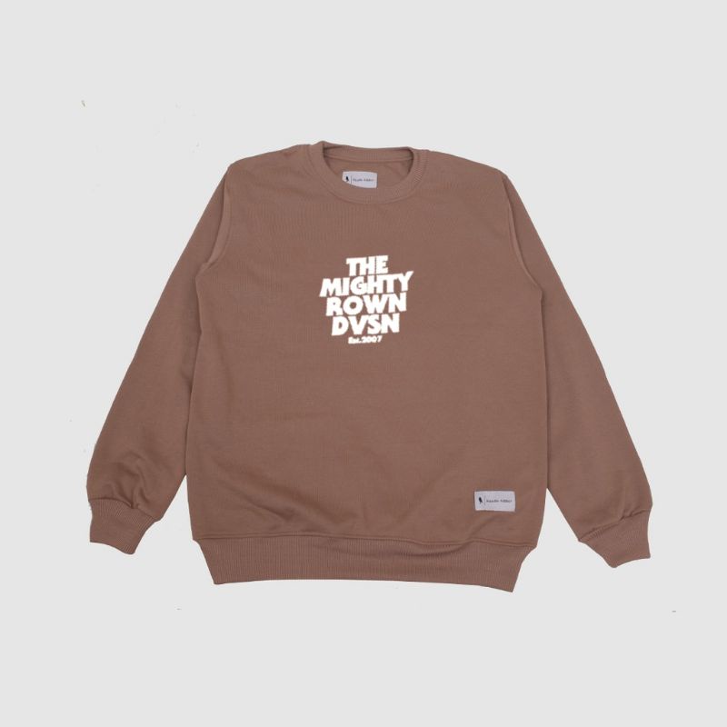 Jual sweaters crewnex rowndivision sablon print new warna mocca paling ...