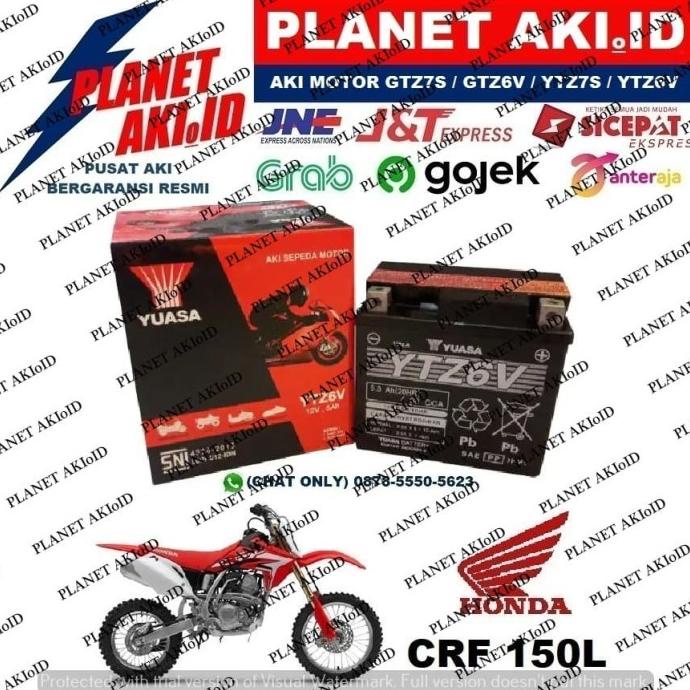 Jual Aki Motor Honda CRF 150L 150 L YTZ6V YUASA Accu Kering MF planeta76 Murah | Shopee Indonesia