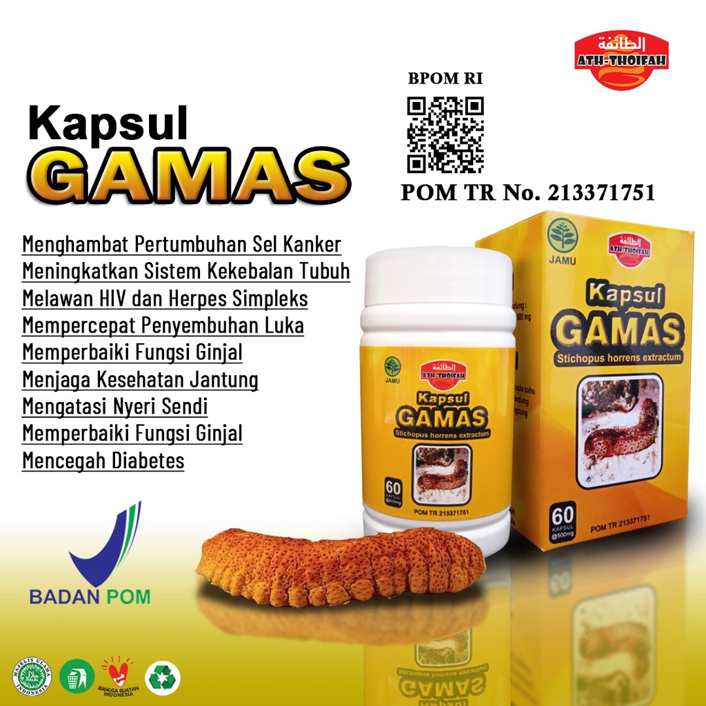 Jual GAMAS Kapsul Gamat Emas - Ekstrak Teripang Golden Sea Cucumber 60 ...