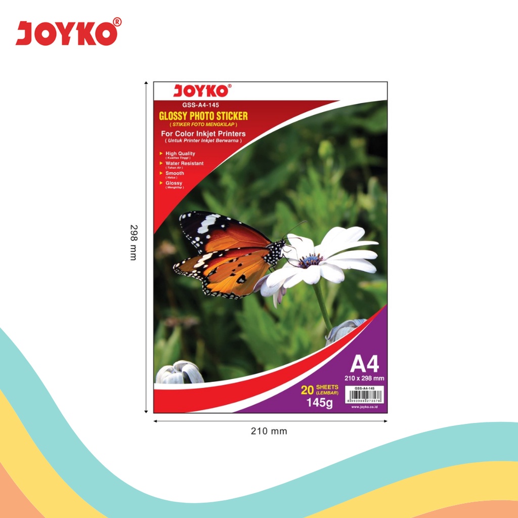 Jual GLOSSY PHOTO PAPER STICKER JOYKO A4 145 GR (1 PAK) | Shopee Indonesia