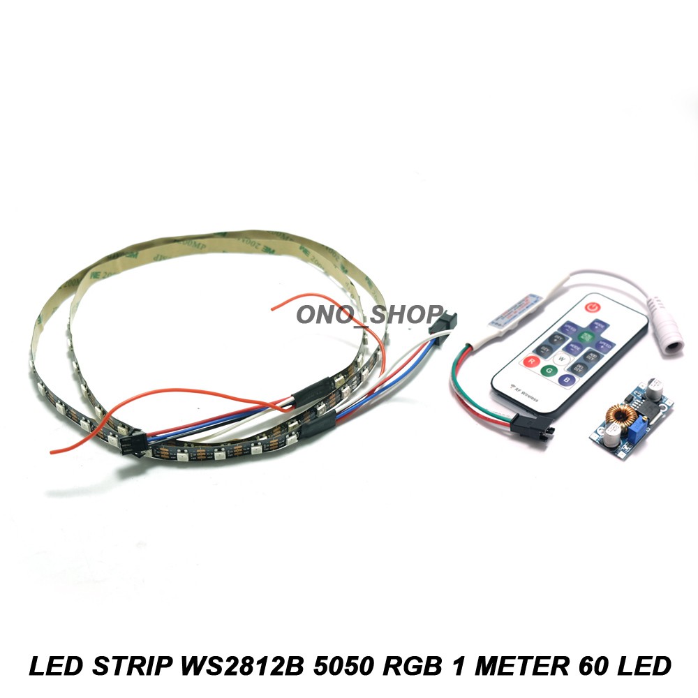 Jual LED Strip WS2812B 5050 RGB 1M 60 LED + Remote Controller + Step ...