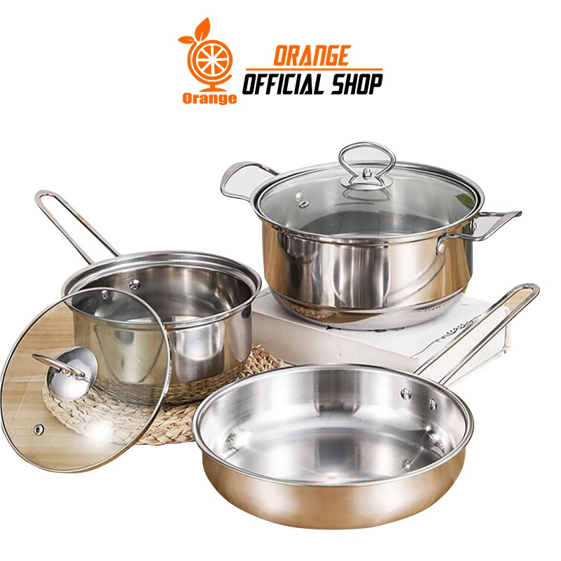 Jual Orange Official Shop Panci Masak 3 Set Serbaguna Stainless Steel ...