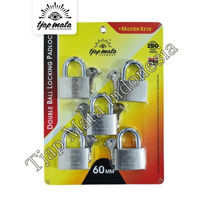 Jual TJAP MATA / CAP MATA Gembok 60 MM (5 Pcs) Leher Pendek, Master Key ...