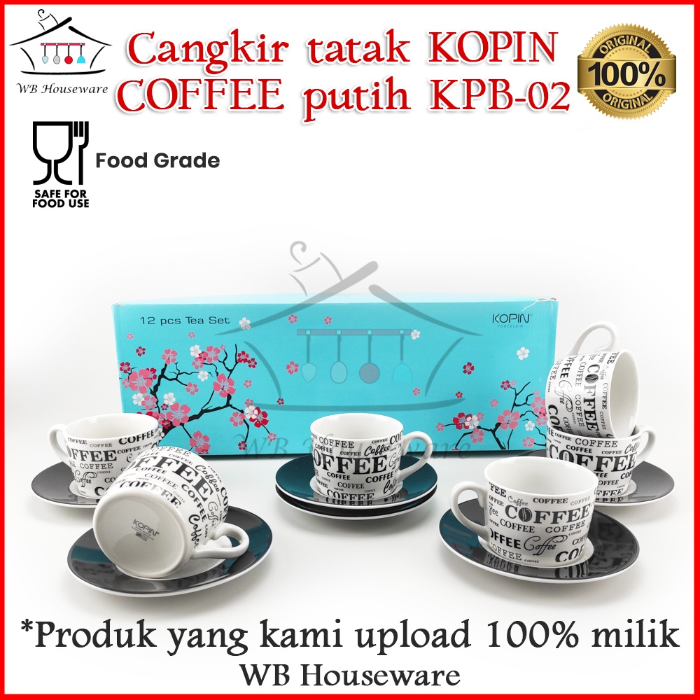 Jual cangkir set 6 pasang motif full print coffee putih 180ml set cup ...