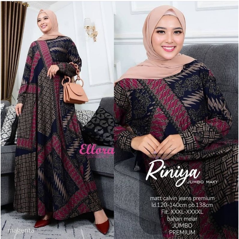 Jual AM - RINIYA Maxy Gamis Wanita Batik Calvin Jeans Terbaru Jumbo ...