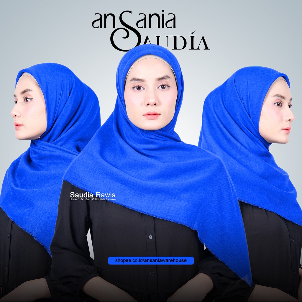 Jual Saudia Rawis Segi Empat - Hijab Kerudung Jilbab Saudia Rawis Polos Biru Demokrat - Ansania ...