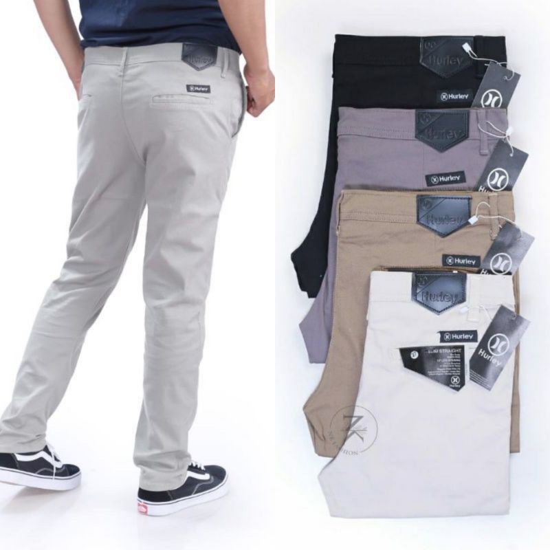 Jual CELANA Chino Panjang Pria Kantor KERJAHARIAN Santai Casual Formal Hitam Abu Cream Mocca ...