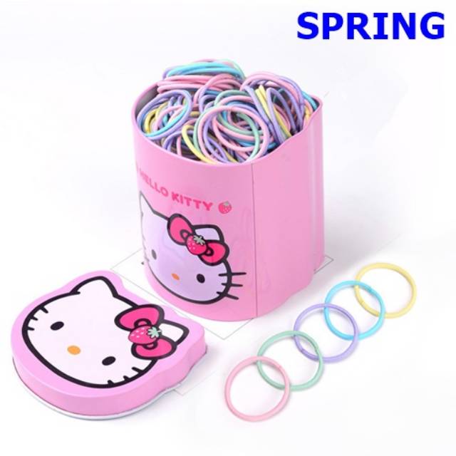 Jual spring Karet Ikat Rambut Box Hello Kitty (sekitar 100pcs) | Shopee ...