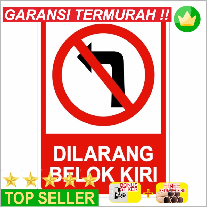 Jual Promo Rambu Sign Dilarang Belok Kiri 35cm x 50cm Plat Alumunium ...