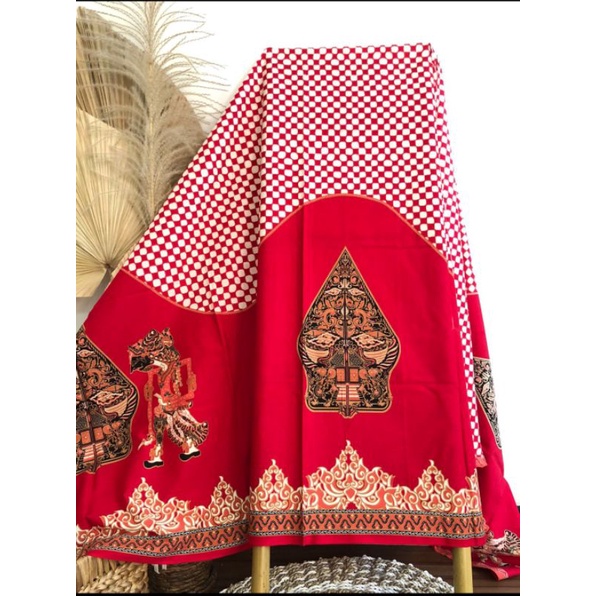Jual Kain Primis CABUT Halus Batik solo wayang gunungan merah | Shopee ...