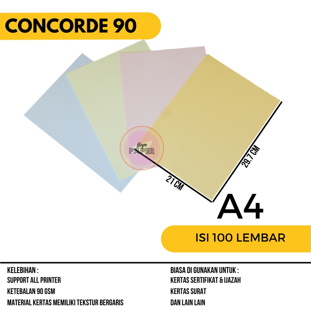 Jual Kertas Concorde A4 90gr isi 100 lembar / Kertas Concorde A4 90 gr ...