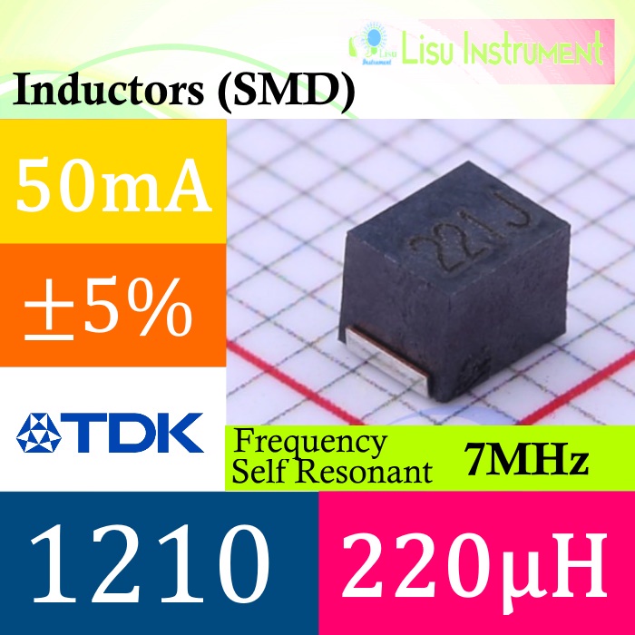 Jual 220uH 1210 50mA ±5% 21Ω 7MHz Unshielded Inductor SMD TDK | Shopee ...