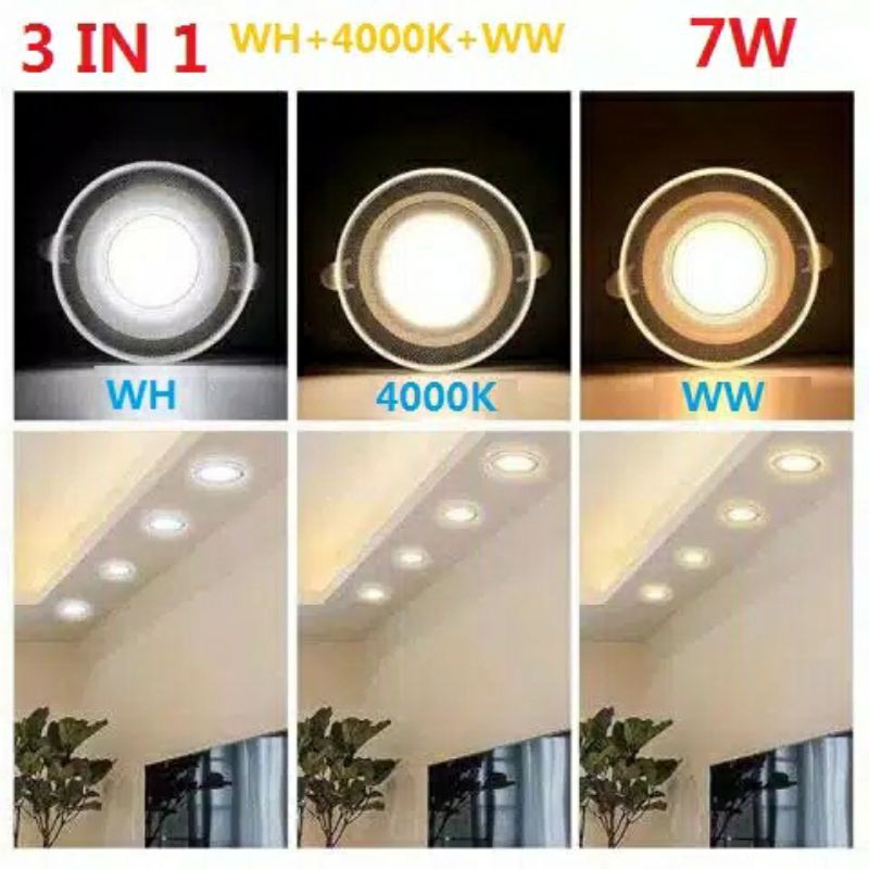 Jual downlight 3 warna / downlight led 3 warna / downlight tricolour ...