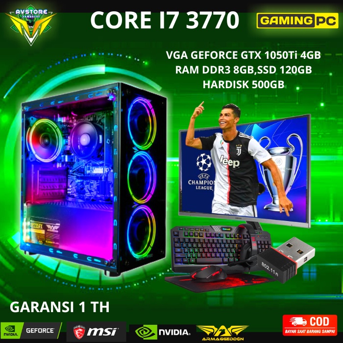 Jual Pc Gaming fullset i7 3770 pc cpu gaming rakitan ram DDR3 8gb SSD 120GB VGA GEFORCE GTX ...