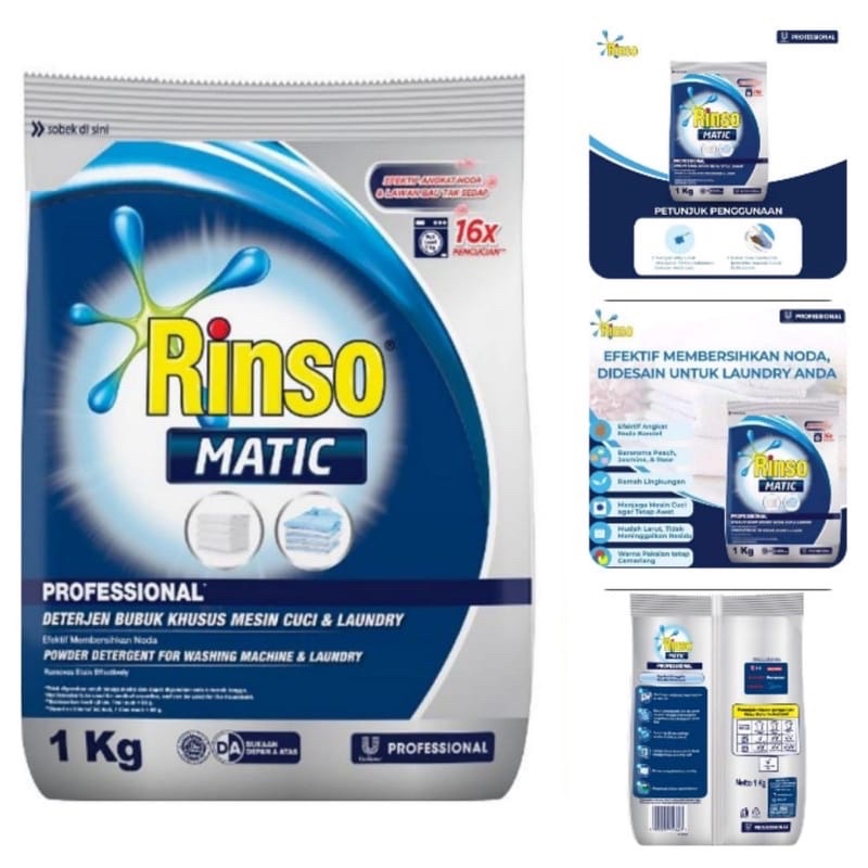 Jual Rinso Matic Professional Deterjen Laundry Kiloan Bubuk 1 Kg ...