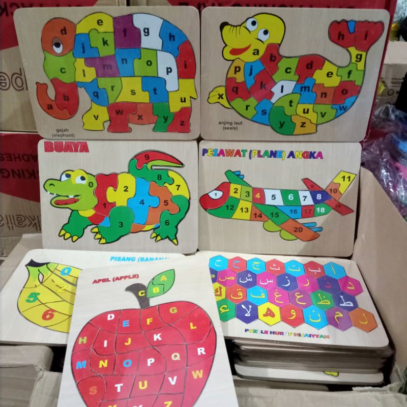Jual puzzle kayu / mainan anak edukasi bisa cod / puzzle angka / puzzle ...