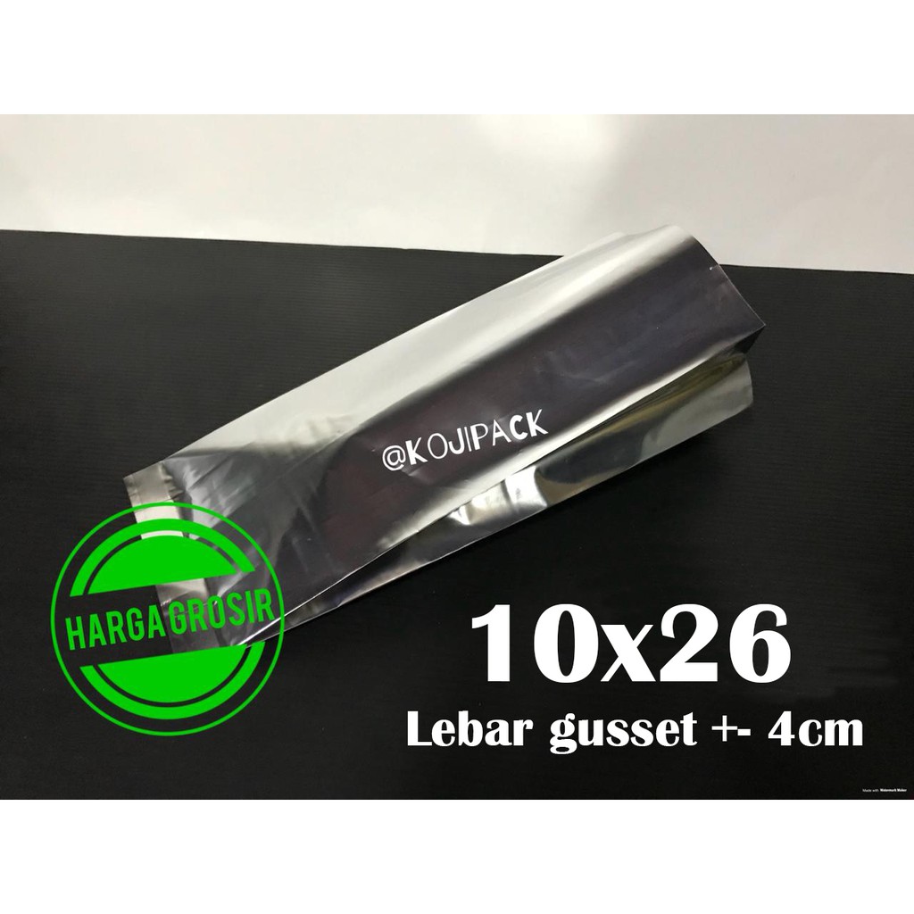 Jual Kemasan Gusset 10x26 10x23 Silver Metalize Alumunium Foil 100 200 ...