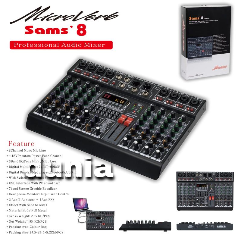 Jual Mixer microverb Sams 8 Original 8 Channel Bluetooth - Soundcard ...