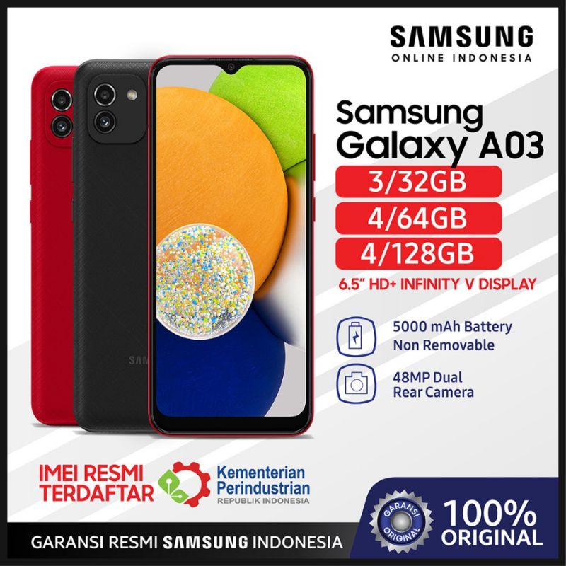 Jual Samsung galaxy A03 ram 4/64 garansi resmi | Shopee Indonesia