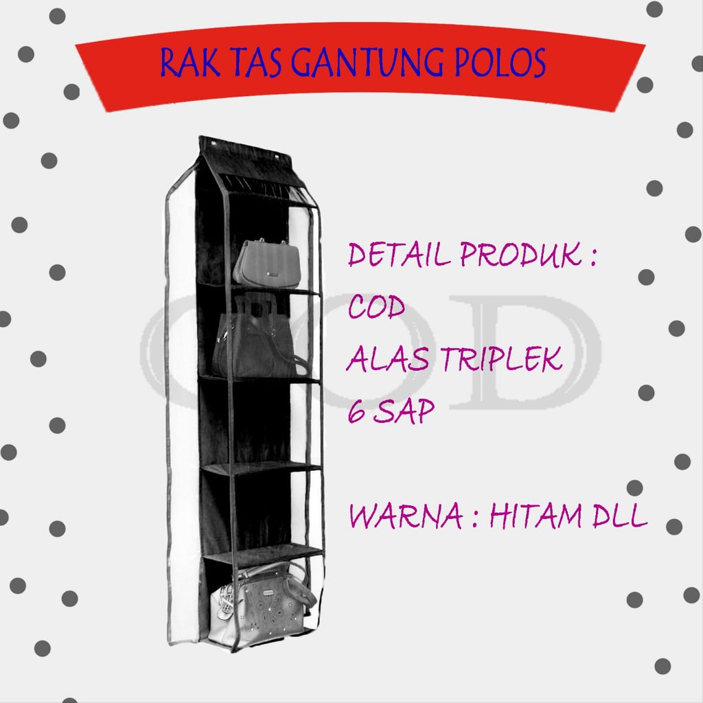 Jual Rak tas polos 6 kolom ritsleting / rak tas Gantung full triplek ...