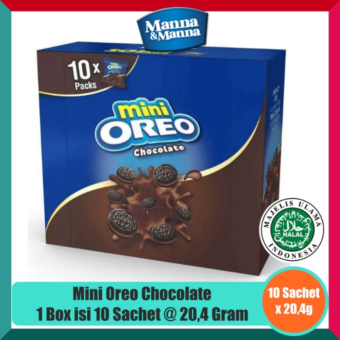 Jual Mini Oreo Rasa Chocolate 1 Box isi 10 Sachet x 20,4 Gram | Shopee ...