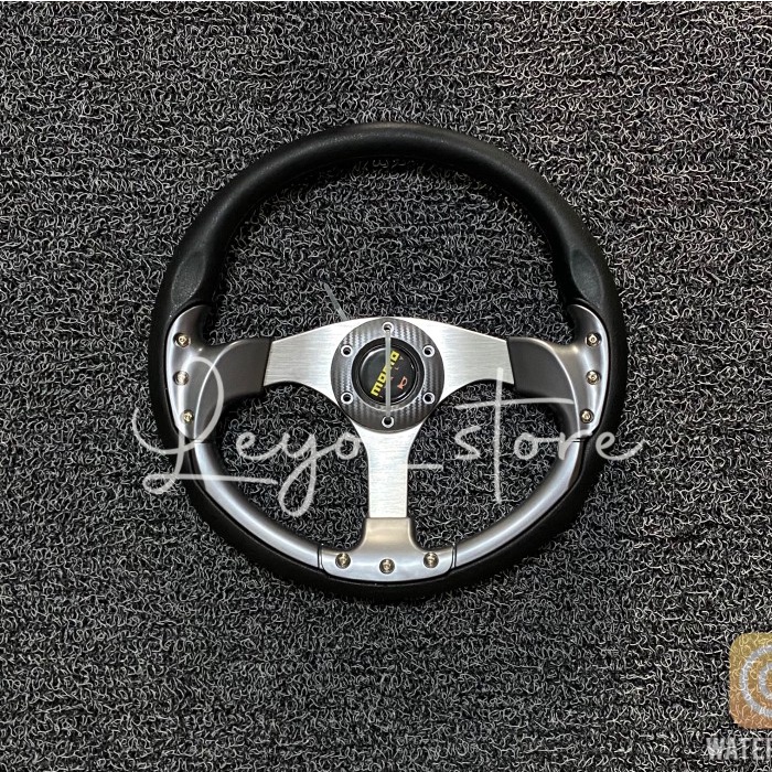 Jual PAKET Stir Steer Racing mobil universal Momo 14 inch Abu grey gray ...